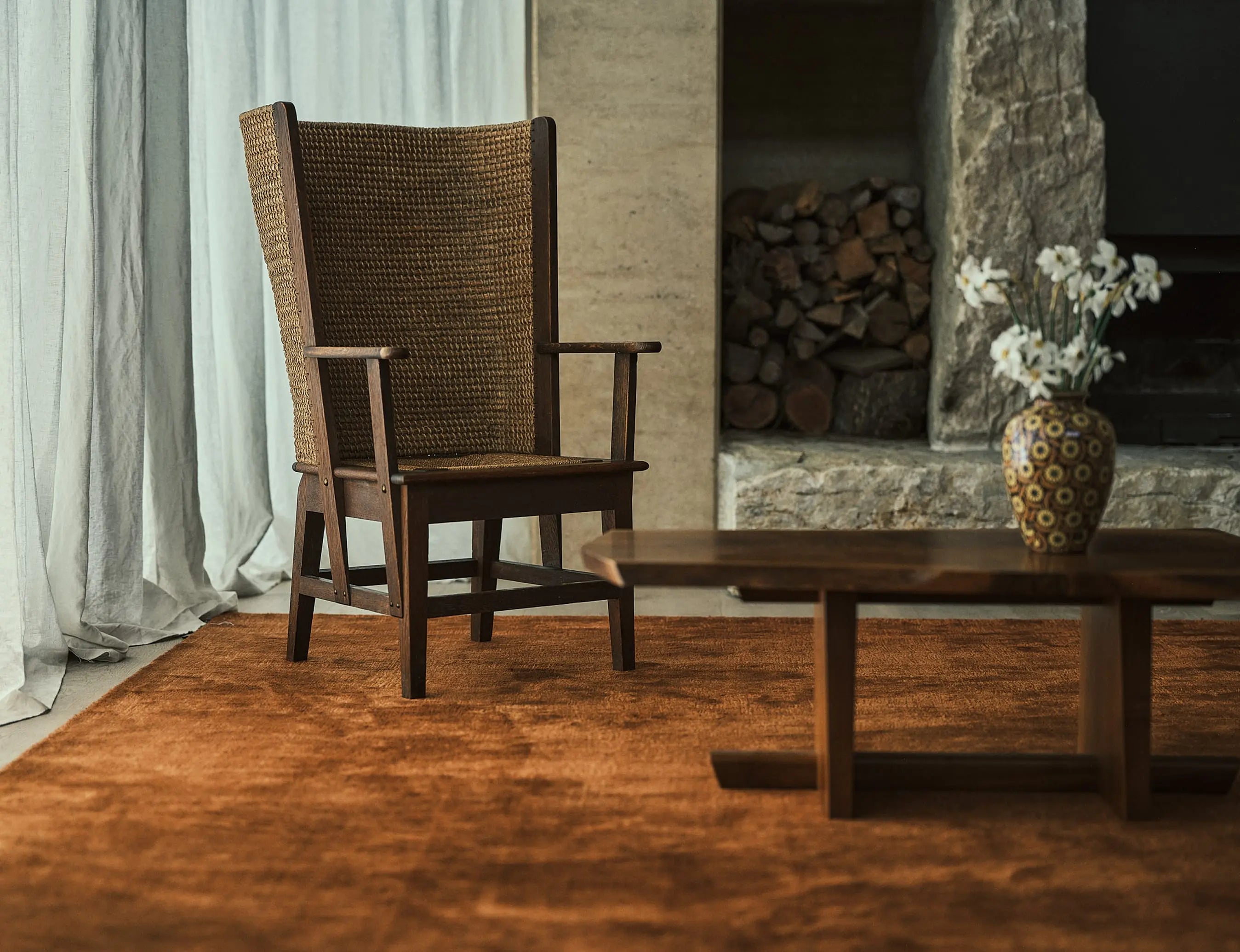 Nodi Bamboo Silk and Wool Blend Rug Brick